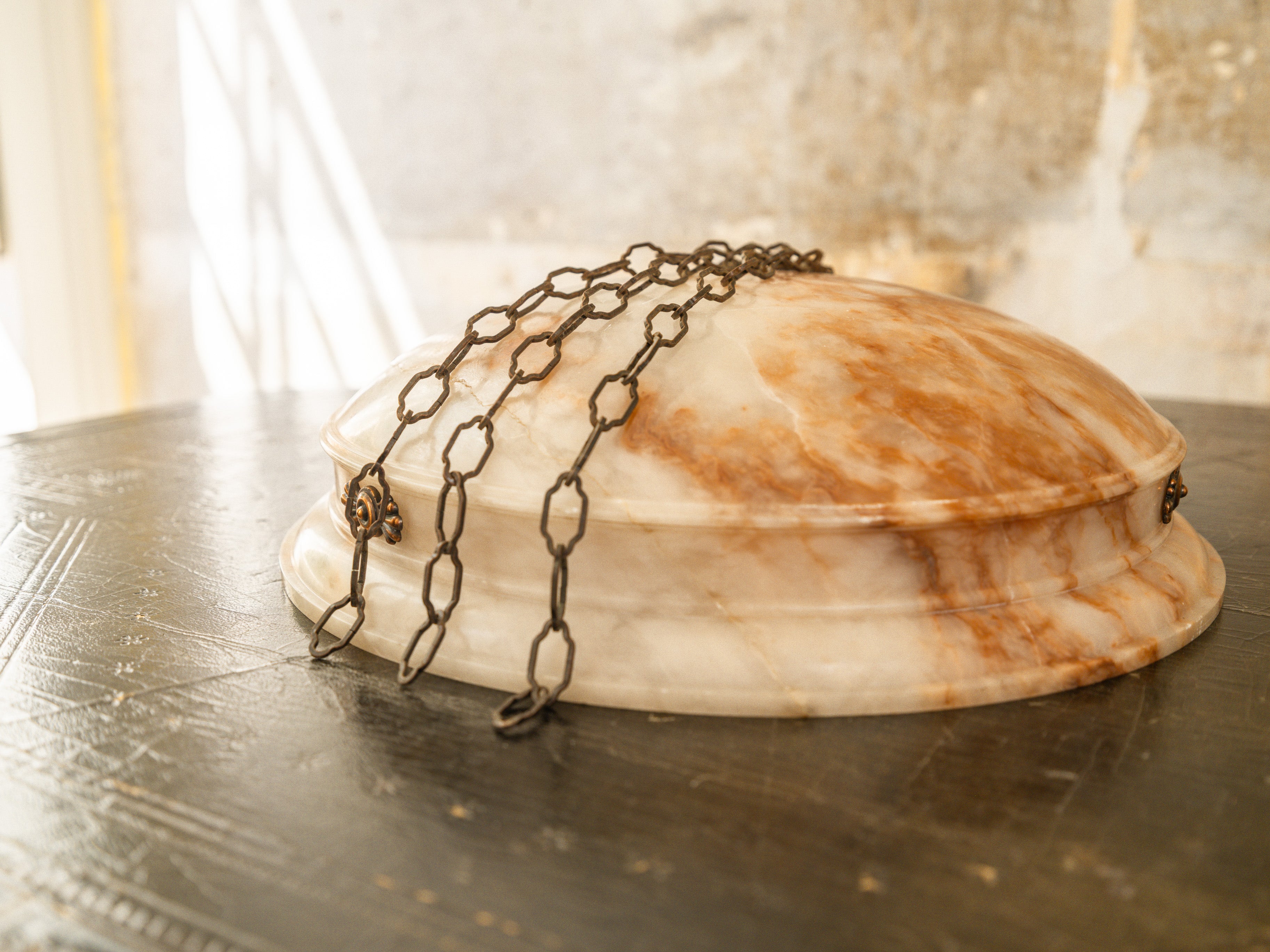 An Alabaster Dish Light | Drew Pritchard Ltd