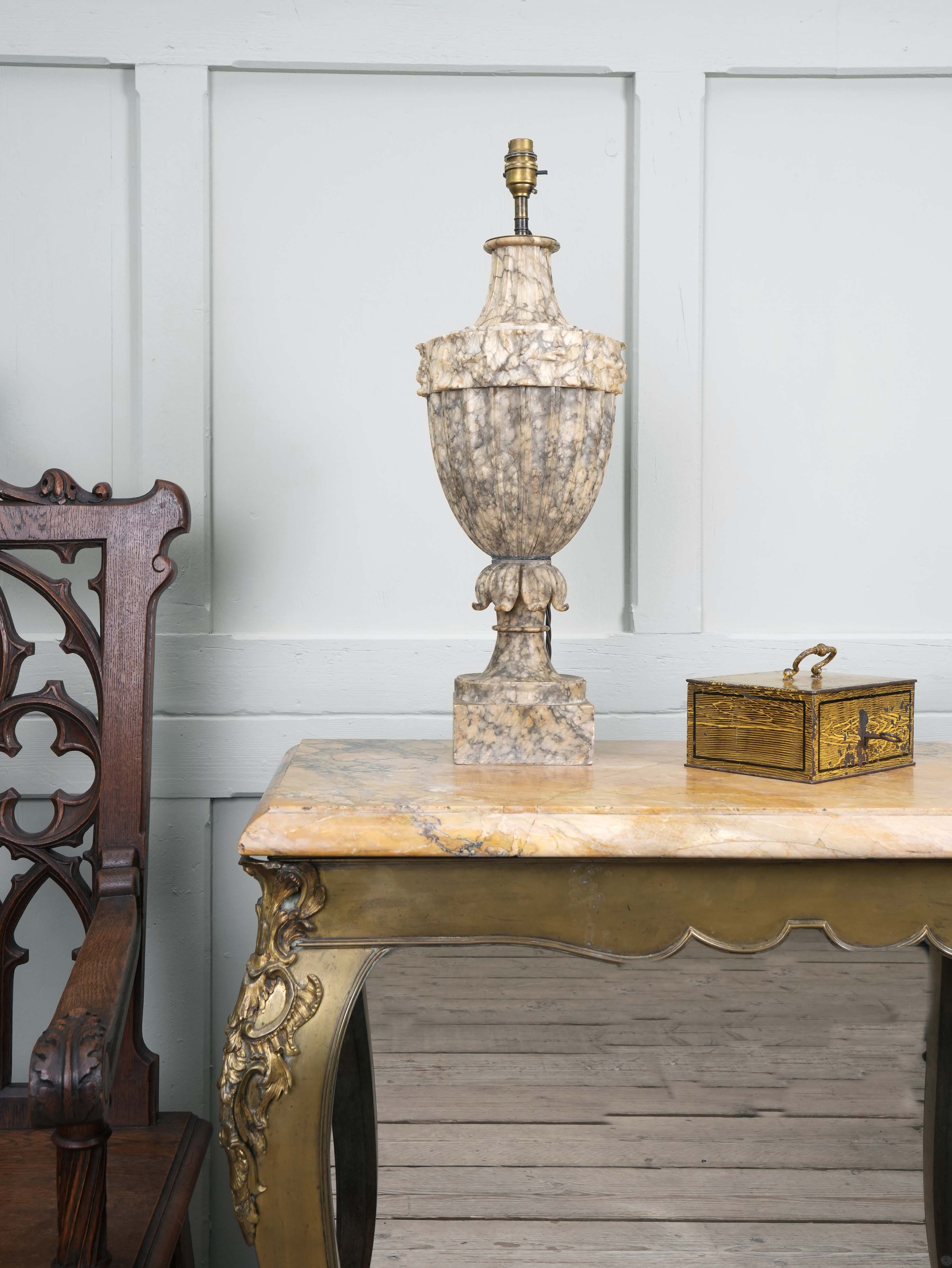 A 19th Century Alabaster Lidded Urn Table Lamp | Drew Pritchard Ltd