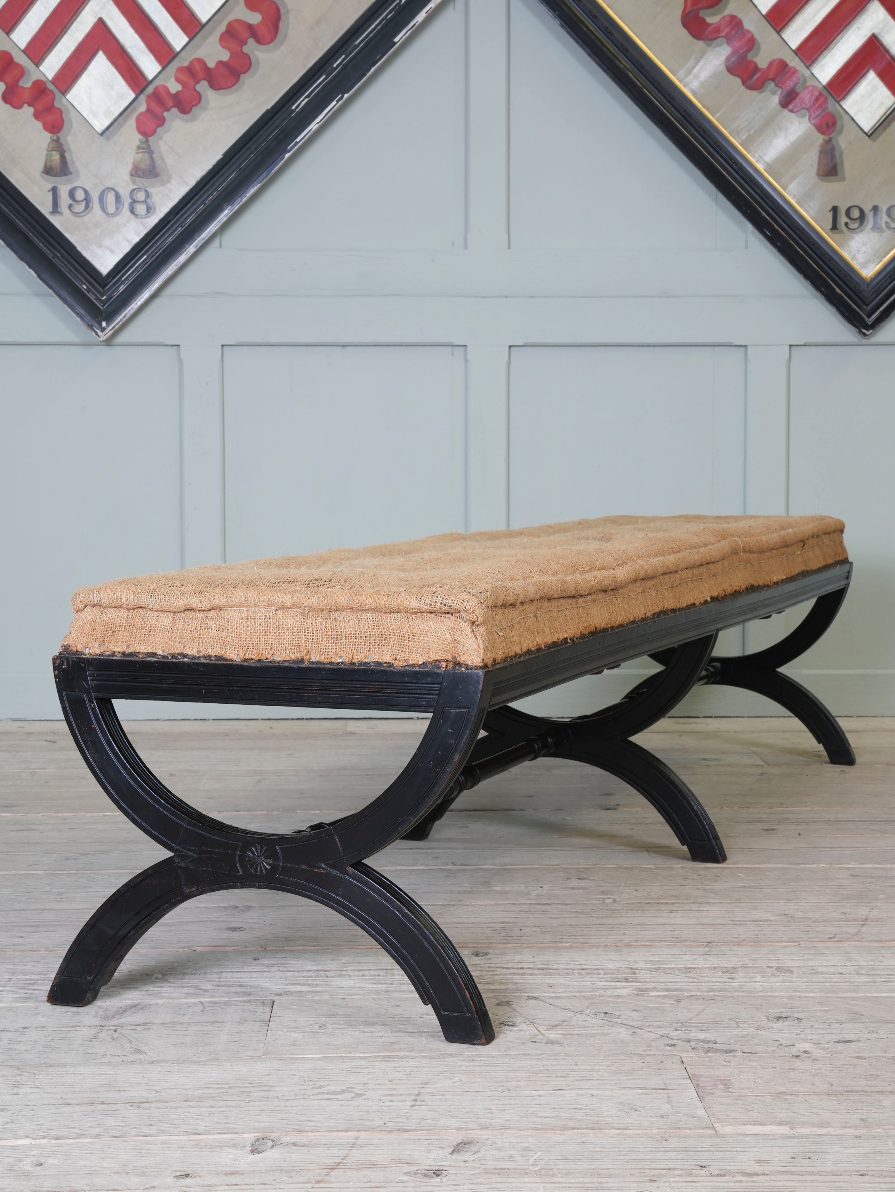 An Aesthetic Movement Upholstered Bench | Drew Pritchard Ltd