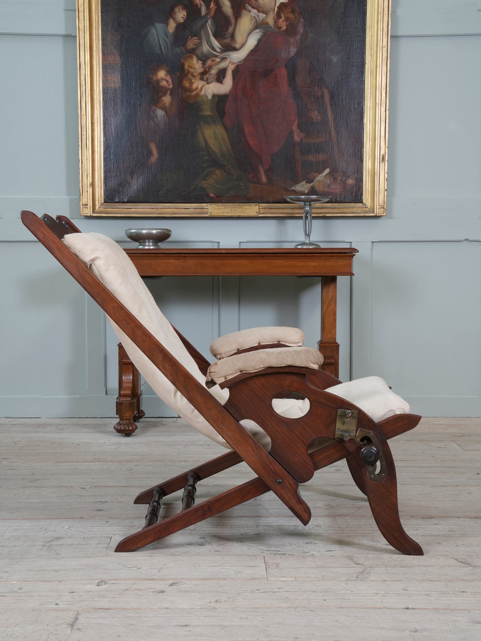 A Teak Campaign Chair – Drew Pritchard Ltd